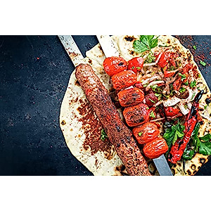 Professional Stainless Steel Kabob Barbecue BBQ Skewers for Shish Kebab Turkish Grills & Koubideh Brazilian Persian - 23" x 1" with Wood Handle (6 Pack)