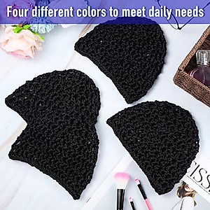 Geyoga 9 Pieces Mesh Crochet Hair Net Rayon Knit Snood Hat Thick Short Women Hairnet Snoods Cover Ornament for Sleeping (Black)