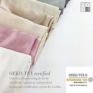 MYK 100% Pure Natural Mulberry Silk Pillowcase, 19 Momme with Cotton Underside for Sensitive Skin, Travel Size (12"x19"), Light Blue