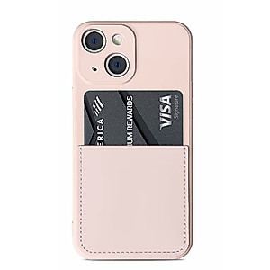 Ultra Slim Liquid Silicone Gel Case Compatible for iPhone 13 Mini 5.4 inch 2021 with Card Holder Sleeves Slot Anti-Scratch Shockproof Wallet Cover for iPhone 13 Mini (Pink)
