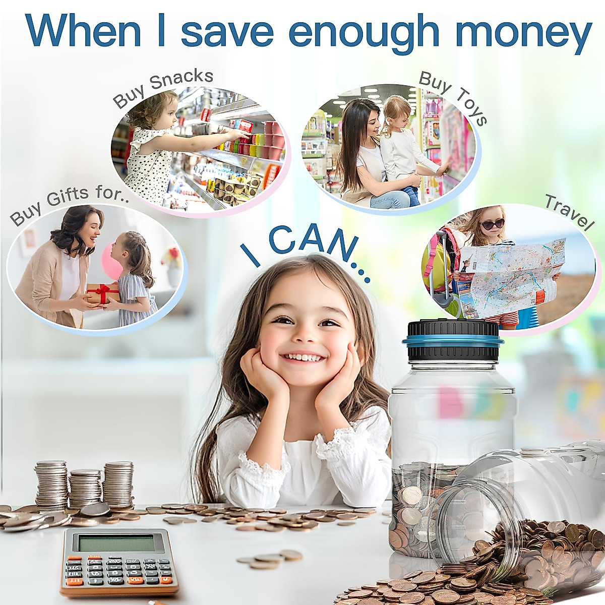 Lefree Big Piggy Bank, Digital Counting Coin Bank,Money Saving Jar,Gift,Powered by 2AAA Battery (Not Included)…