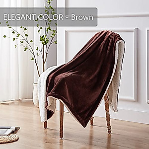 SEMECH Sherpa Throw Blanket Throw Size, Sherpa Fleece Throw Blanket Lightweight, Reversible Sherpa Blanket Machine Washable, 50" x 60", Brown