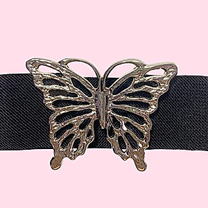 HUSSATOP Women’s Elastic Waist Belts Vintage Metal Butterfly Retro Clasp Cinch Buckle Dress Belt Stretch Waistband