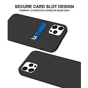 Silicone Card Case Compatible with iPhone 12/iPhone 12 Pro 6.1inch, Shock-Absorbing Protective Case with Card Holder, Soft Slim Wallet Case Compatible with iPhone 12/12 Pro (2020 Release)-Black