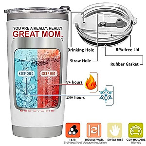 Mothers Day Gifts for Mom from Daughter, Son, Kids - Ideas for Mother's Day, Birthday, Christmas - Present for Mom 20oz Tumbler, Stainless Steel, Double Wall Insulated, Keeps Drinks Hot or Cold, White