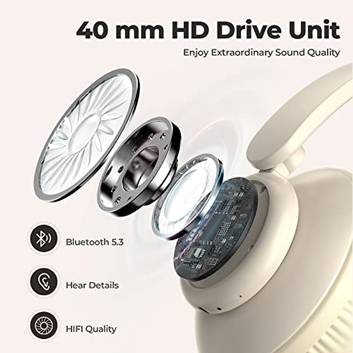 V8 Bluetooth Headphones, 80 Hours Playtime Wireless Headphones with Deep Bass,Lightweight Foldable Headphones Built-in Mic,HiFi Stereo Sound for Travel Work Laptop PC Cellphone