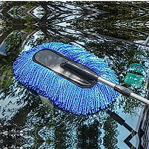 Removable Telescopic Car Wax Drag Nano Fiber Car Wash Brush Car Dusting Tool Car Mop Wax Dash Duster Exterior Interior Cleaning Kit Car Duster 1 Pcs Set (Multicolour)