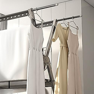 Folding Retractable Collapsible Drying Rack Clothing，Space-Saving Laundry Rack, Aluminum Alloy Drying Rack，Isometric Windproof Hanging Holes，Windproof Foot Support， Clothes Drying Racks Outdoor
