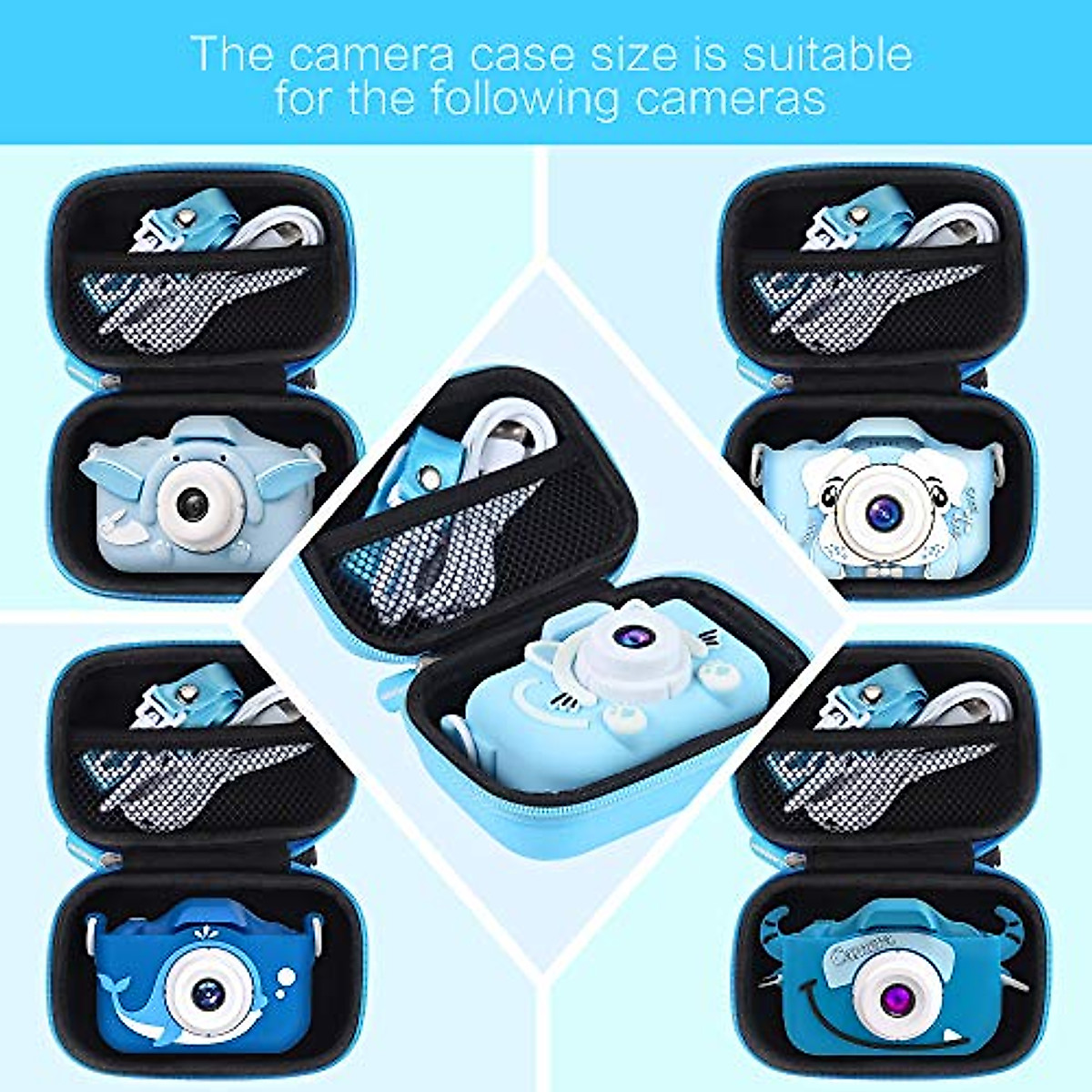 Leayjeen Kids Camera Case Compatible with Goopow/SGAINUL/Gofunly/ArtCWK and More Video Digital Camera Gift - Case for Toy Action Camera and Accessories(Case Only)