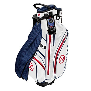 Zero Friction White Golf Stand Bag, Bonus 40" Golf Towel & Men's Universal-Fit Golf Glove Included