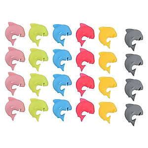 24Pcs Silicone Drink Markers, Funny Silicone Dolphin Wine Cup Labels Reusable Wine Glass Charms Markers for Champagne Flutes Cocktails Martinis Wine Glass