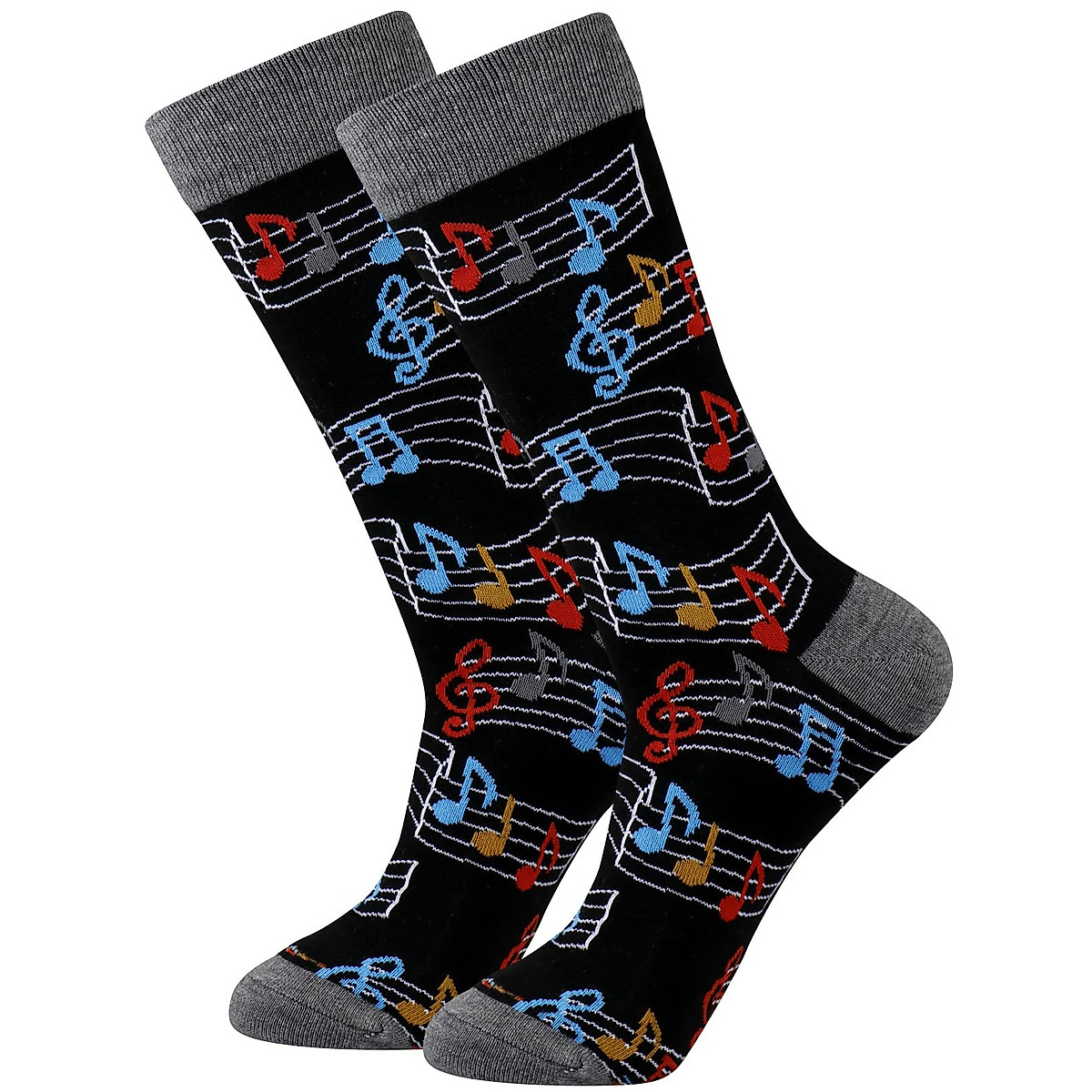 xiaomaizi Men's Funny and Crazy Music Dress Socks Novelty Cotton Casual Cool Crew Scoks for Men Size 9-12 (4 Pairs)