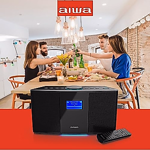AIWA Exos 5 Wireless Speaker - Unleash Powerful Sound and Versatile Connectivity - Experience Bluetooth Freedom, FM Radio, Clock, 20W RMS, LCD Display, and Alarm Clock Functionality