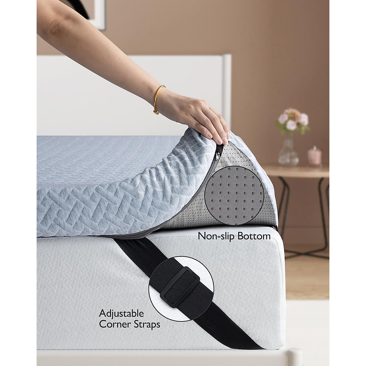 BedStory Memory Foam Mattress Topper Queen Size - 4 Inch Premium Soft Gel Memory Foam Topper - Bed Toppers with Removable Cover, CertiPUR-US Certified