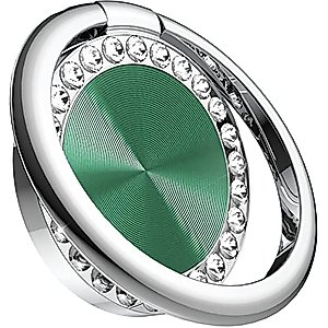 Dremmiwin Crystal Phone Ring Grip, Cell Phone Ring Holder Finger Kickstand, CD Pattern 360 Rotation for iPhone and Android Phone (Silver Diamond)