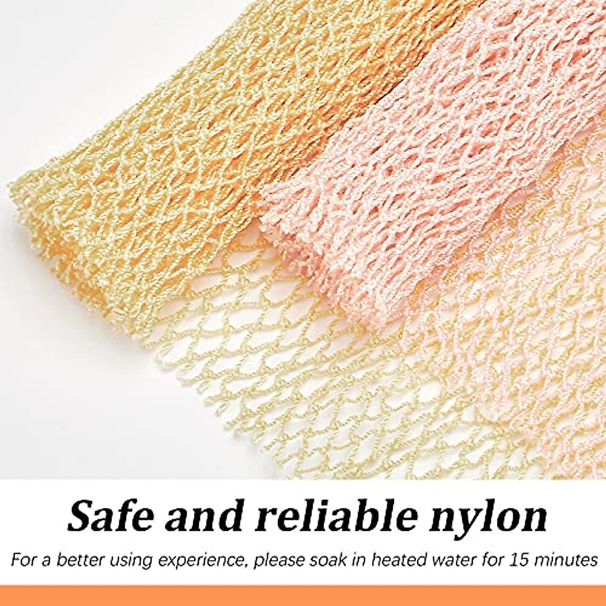 2 Pieces African Net Sponge Exfoliating Net African Body Scrubber Bath Rag Washcloth Towel Shower Body Back Scrubber Skin Smoother for Daily Use or Stocking Stuffer (Peach Pink, Creamy)