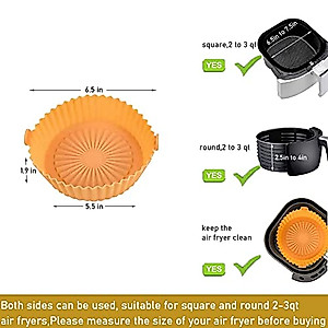 Air Fryer Silicone Pot 2 Pack, Reusable Air Fryer Liner, Fit 2-3 QT, Air Fryer Oven Accessories, Flammable Parchment Liner Replacement.(Blue Orange)