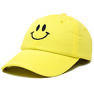DALIX Smile Baseball Cap Smiling Face Happy Dad Hat Men Women Teens in Yellow