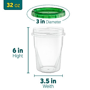 ELEGANT DISPOSABLES Twist Top Food Storage Containers 32 oz 12 Pack Plastic Freezer Storage Containers Leakproof Reusable with Screw on Colored Lids 3 Colors