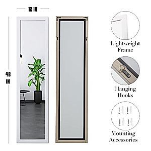 Beauty4U Full Length Mirror Wall Mounted, Full Body Mirror for Bedroom, Tall Dressing Mirror, Wall Mirror for Living Room, Dorm, Long Hanging Mirror,48" X 12"
