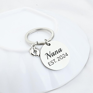 BNQL New Nana Gifts Nana Est 2024 keychain Nana To Be Gifts Nana Again Gifts Nana Jewelry Announcement Gifts (Nana est 2024 keychain)