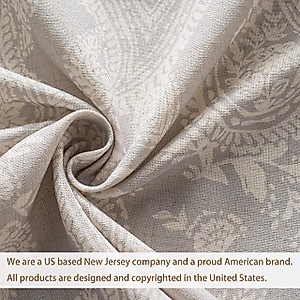 DriftAway Cathy Valance Linen Textured 2 Layers Farmhouse and Modern Rustic Linen Curtains Blackout Valance for Kitchen Living Room Paisley Block Print Single 52 Inch by 14 Inch Plus 2 Inch Gray