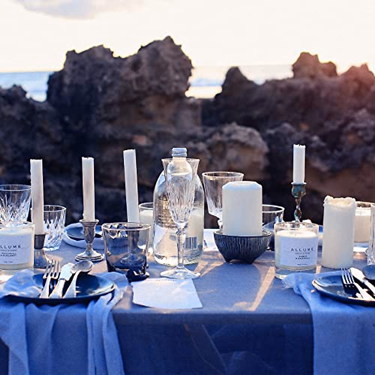 28 Pack Disposable Plastic Tablecloth Rectangle Table Cover 54 x 108 Inches, Disposable Table Clothes for Rectangle Tables Rectangular Plastic Table Cloths for Picnic Camping Party Wedding (Blue)