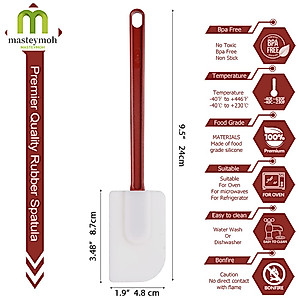 Flexible Rubber Spatulas, Silicone Spatula Set, Soft Rubber Spatula Scraper 9.5 Inches, Commercial Spatula, Silicone Scraper Spatula, Silicone Rubber Spatula Set Resistant to 500℉ (2 Scrapers 9.5")