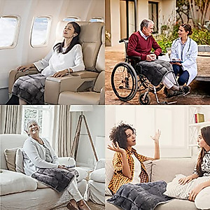 MAXTID Weighted Lap Blanket for Sofa Heavy Lap Pad 39in x 23in 8 Lbs - Dark Grey for Adults, Kids