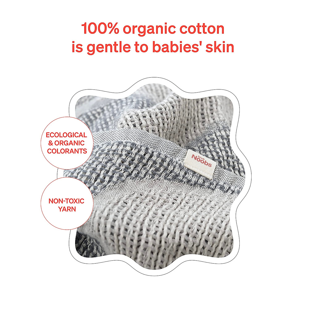 Love Noobs Baby Blankets for Newborn, 100% Organic Cotton Cellular Blankets, Knit Blanket, Soft Baby Boy and Girl Blankets, Stroller Travel Blanket, Baby Registry Gift, Grey