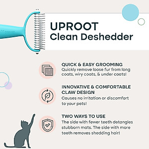 Uproot Clean Undercoat Rake for Dogs - Versatile Dematting Comb for Dogs, Cats & Bunnies - Dual-Sided 9 & 17 Blade Dog Deshedding Brush - Gentle & Effective Grooming Tool for All Coat Types
