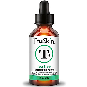 TruSkin Tea Tree Oil Acne Treatment for Face – Acne Serum – Improve the Appearance of Pores, Even Skin Tone for Smooth, Glowing Skin with Salicylic Acid, Vitamin C, Niacinamide & Retinol, 1 fl oz