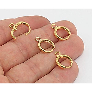 20pcs Adabele Hypoallergenic Dangle Tarnish Resistant Round Earring Hooks Leverback Huggies Earwire 14mm (0.55 Inch) Long Gold Plated Brass BF263-1