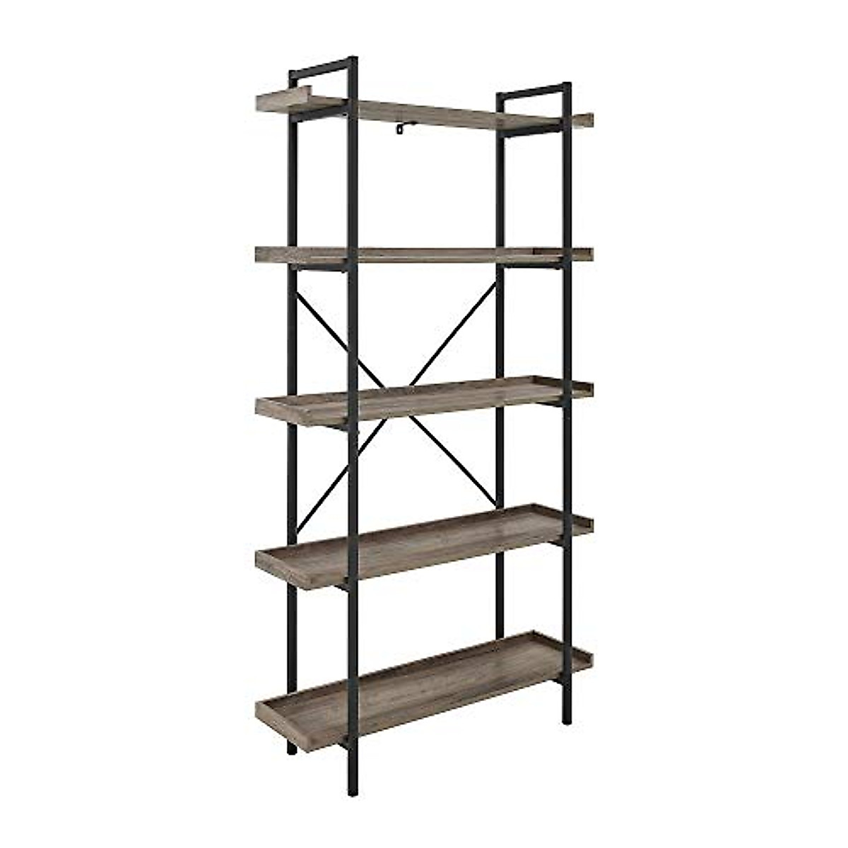 Walker Edison Urban Metal 5-Shelf Bookcase, 68" H, Gray Wash