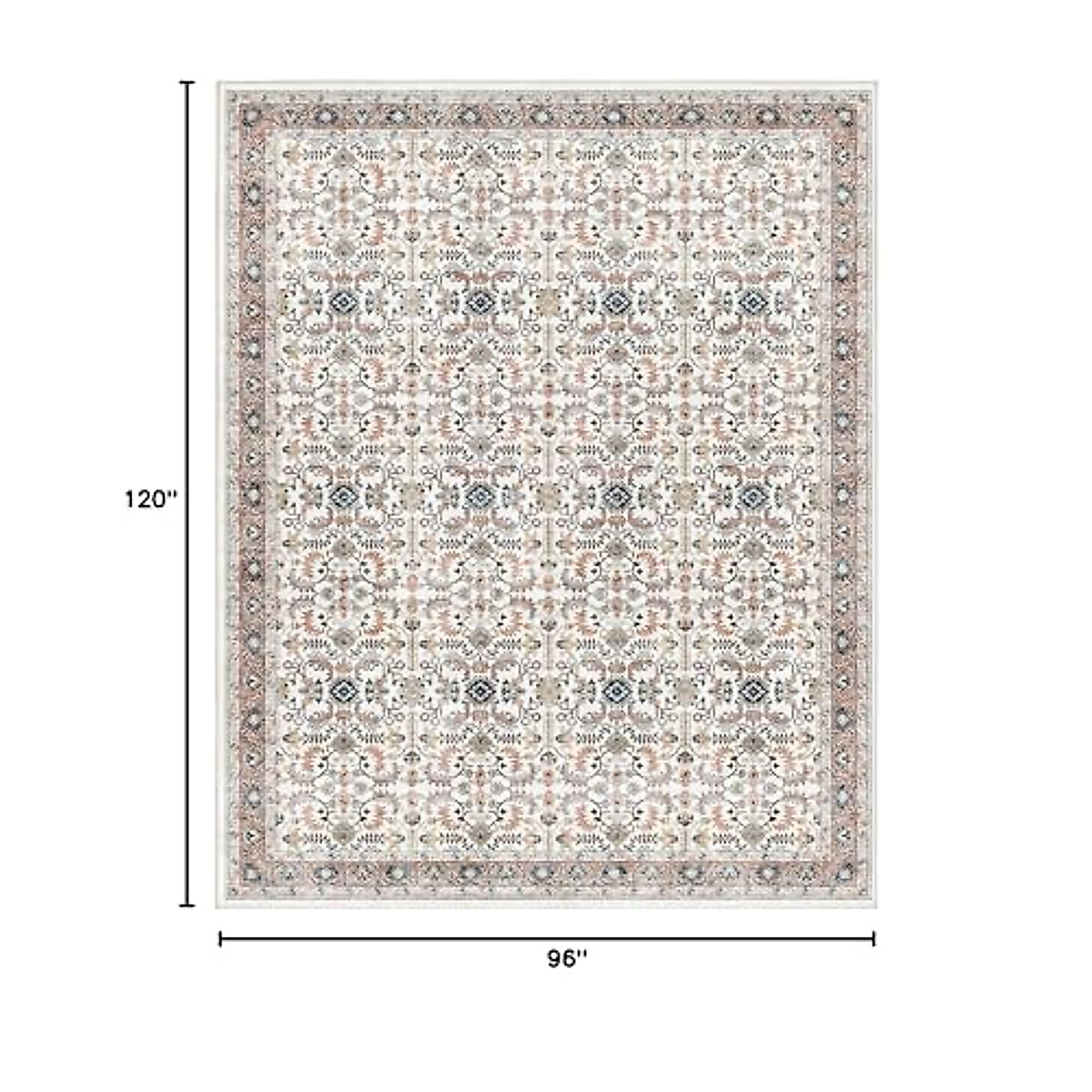 befbee 8x10 Area Rugs for Living Room- Ultra-Thin Stain Resistant Washable Rug, Non-Slip Backing Rugs, Large Room Decor Area Rug (Peach/Grey,8'x10')