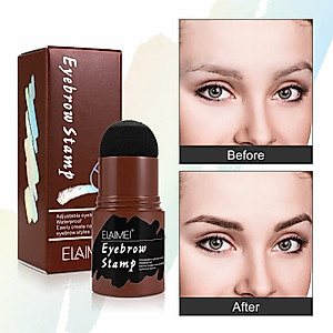 Eyebrow Stamp Stencil Kit (Black),Eye Brow Stamping Kit with 10 Reusable Eyebrow Stencils and 2 Eyebrow Brushes, Long Lasting Waterproof Hairline Shadow Powder