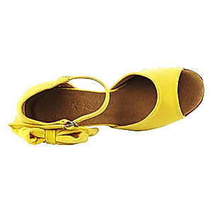 50 Shades Green Ballroom Latin Dance Shoes for Women: SERA7010 Yellow, 3" Heel, Size 8 1/2