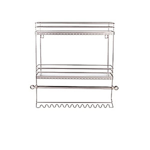 Home Details Wall Mounted Jewelry Organizer | Dimensions: 14.6"x 3.9"x 15.6" | 2 Tier Mirror | Home Organization | Great for Bracelets | Necklaces | Earrings | Mirror Based Shelf | Satin Finish