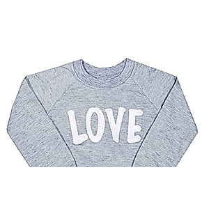 Mommy and Me Love Print Long Sleeve Pullover Tee Tops Family Matching Casual Sweatshirt T-Shirt Clothes Outfits(Grey,Mom/L)