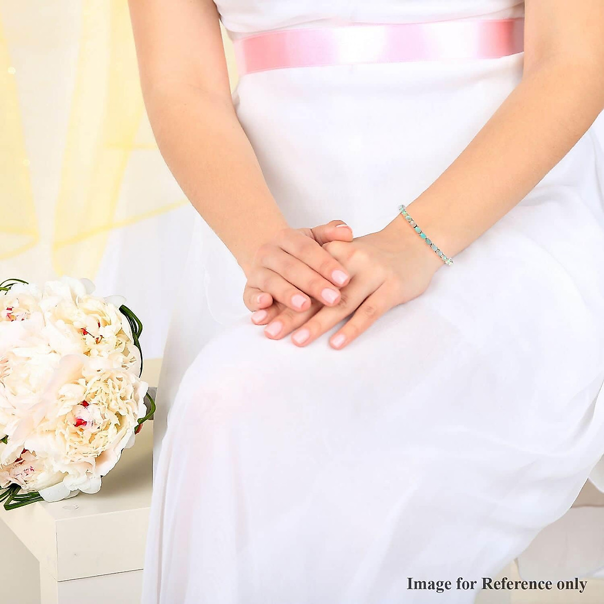 Shop LC White Opal Tennis Bracelet for women 925 Sterling Silver Platinum Plated Birthstone Jewelry Gifts for Women Size 7.25" Engagement Anniversary Wedding Promise Birthday Gifts