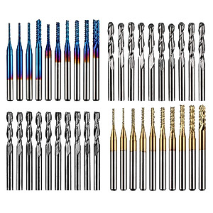 Genmitsu CNC 3018-PRO Router Kit Milling Engraving Machine + 40PCS End Mill CNC Router Bits (2 Flutes, 1/8" Shank)