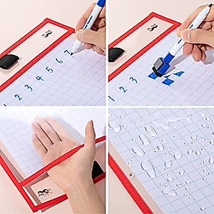 Mr. Pen- Dry Erase Pocket Sleeves, 10 x 14 Inch, 6 Pack, Colorful, Plastic ,Reusable, Clear, Classroom Sleeves