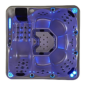 KOOSOM Luxury Hot Tub 6 Person Jakuzi Whirlpool Outdoor Spa Tub Freestanding Bathtub in Garden, 72 Jets Massage for 78-Inch Square with LED Lights, White Cloud and Black