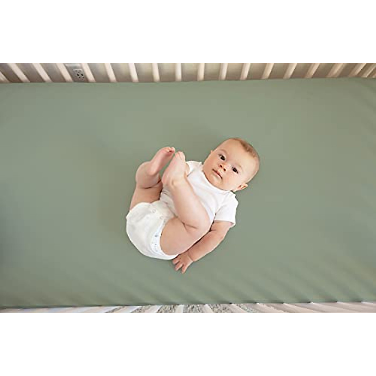 Pobibaby - Single Solid Premium Fitted Baby Crib Sheets for Standard Crib Mattress - Ultra-Soft Cotton Blend, Safe and Snug, and Stylish Solid Crib Sheet (Sage Green)