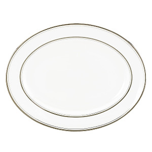 Kate Spade New York Library Lane Platinum 13" Oval Platter, 3.45 LB, White