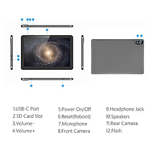 Android Tablet, 10.1 inch Android 13 Tablets 6GB RAM 64GB ROM 1TB Expand, 1280x800 IPS HD Touchscreen,6000mAh Battery, Bluetooth, Dual Camera, GMS, WiFi (Black)