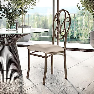 SEI Furniture Lucianna Dining Chairs - Set of 4 - Dark Brown Frame w/ Beige Suede Seat