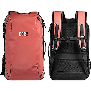 COR Surf Travel Backpack | Flight Approved Carry On Laptop Backpack with Secret Passport Pockets | The Island Hopper (38L, Lava Red)