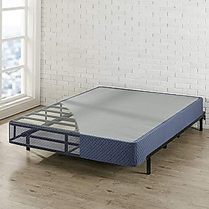 Mellow 9 Inch High Profile Box Spring, Heavy Duty Steel with Fabric-Cover, Easy Assembly, Navy, Queen