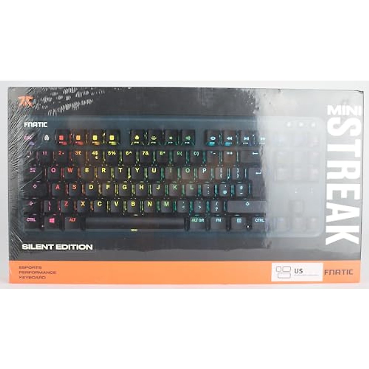 Fnatic miniSTREAK Silent LED Backlit RGB Mechanical TKL Gaming Keyboard, MX Cherry Silent Red Switches, Small Compact Portable Tenkeyless Layout Pro Esports Gaming Keyboard (US Layout QWERTY)